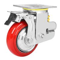 China Roller Bearing 6 Inch Rubber / Polyurethane Spiral Shock Absorption Fixed Casters Wheel for sale