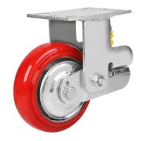 China Roller Bearing 6 Inch Rubber / Polyurethane Spiral Shock Absorption Fixed Casters Wheel for sale