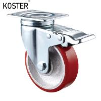 China 80kg Loading Swivel PU Industrial Caster Wheel with Customized Request and Zinc Plated for sale