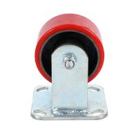 China Zinc Plated Heavy Duty Cast Iron Core PU Caster Red Polyurethane Castors for Trolley for sale