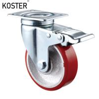 China 12*8.2mm Hole Distance Rotating Wheel Medium Duty M8 Thread Screw PU Swivel Caster Wheels for sale