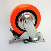 China Package Gross Weight 1.000kg Heavy Duty Orange Polyurethane Swivel Caster Wheel with Brake for sale