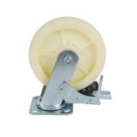 China 4 5 6 8inch 600kg Load Heavy Duty White Nylon Swivel Casters Wheels with Brake 50mm Thick for sale