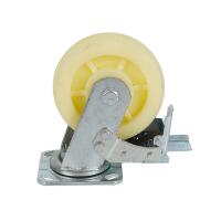 China 4 5 6 8inch 600kg Load Heavy Duty White Nylon Swivel Casters Wheels with Brake 50mm Thick for sale