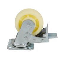 China 4 5 6 8inch 600kg Load Heavy Duty White Nylon Swivel Casters Wheels with Brake 50mm Thick for sale