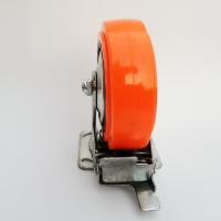 China 4 5 6 8inch Orange Polyurethane Double Ball Bearing Swivel Castor Wheel with Brake for sale