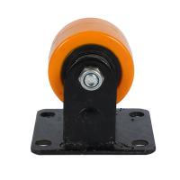 China Industrial Trolley Wheels PU Wheel Caster 4-8 Inch Polyurethane Orange Wheel with Brake for sale