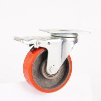 China 3.5 Inch Swivel PU Wheel Caster with Brake and 103mm/128mm/155mm Installation Height for sale