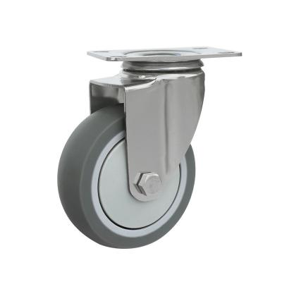 China Trolley Furniture Swivel Caster Wheel with 32mm Thickness TPR Soft Grey Rubber Plate for sale