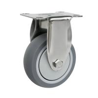 China Trolley Furniture Swivel Caster Wheel with 32mm Thickness TPR Soft Grey Rubber Plate for sale