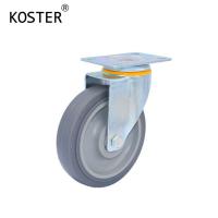 China Trolley Furniture Swivel Caster Wheel with 32mm Thickness TPR Soft Grey Rubber Plate for sale