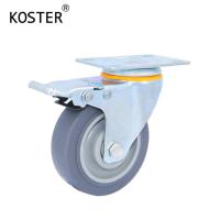 China Trolley Furniture Swivel Caster Wheel with 32mm Thickness TPR Soft Grey Rubber Plate for sale