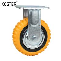 China 100 Kg Capacity Swivel Dual Brake Double Ball Bearing Orange PU Caster Customization for sale