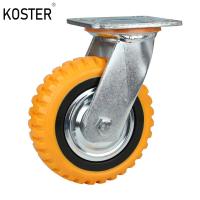 China 350kg Maximum Load 8inch Heavy Duty Industry Scaffold Orange PU/PVC Swivel Caster Wheel for sale