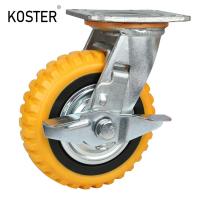 China 350kg Maximum Load 8inch Heavy Duty Industry Scaffold Orange PU/PVC Swivel Caster Wheel for sale