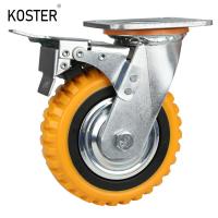 China 350kg Maximum Load 8inch Heavy Duty Industry Scaffold Orange PU/PVC Swivel Caster Wheel for sale