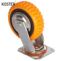 China 350kg Maximum Load 8inch Heavy Duty Industry Scaffold Orange PU/PVC Swivel Caster Wheel for sale