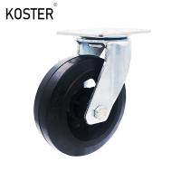 China 4 5 6 8inch Heavy Duty Scaffold Black Rubber Iron Steel Core Swivel Caster Wheel for sale