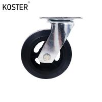 China 4 5 6 8inch Heavy Duty Scaffold Black Rubber Iron Steel Core Swivel Caster Wheel for sale