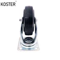 China 600kg 8inch Heavy Duty Scaffold Black Rubber Iron Steel Core Swivel Caster Wheel with 1 for sale