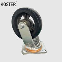 China 4inch Heavy Duty Scaffold Double Ball Bearing Black Rubber Iron Steel Core Caster Wheel for sale