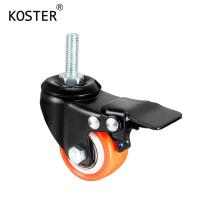 China Orange Plastic Furniture Castor Wheel with Brake 21mm/25mm/32mm Thickness for sale
