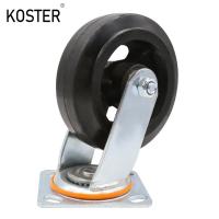 China 6in 8in Heavy Duty Black Rubber Caster Wheel for Industrial Equipment Roller Bearing for sale