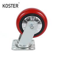 China Customized Request Heavy Duty Flat Fixed Type Iron PU/PVC Caster Wheel with Brake for sale