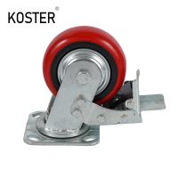 China Customized Request Heavy Duty Flat Fixed Type Iron PU/PVC Caster Wheel with Brake for sale