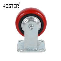 China Customized Request Heavy Duty Flat Fixed Type Iron PU/PVC Caster Wheel with Brake for sale