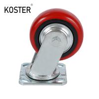 China Customized Request Heavy Duty Flat Fixed Type Iron PU/PVC Caster Wheel with Brake for sale