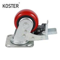 China Customized Request Heavy Duty Flat Fixed Type Iron PU/PVC Caster Wheel with Brake for sale