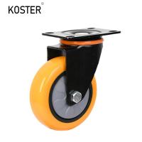 China Industrial Equipment 3 Inch Orange Caster Wheel With Brake And Brake Lock for sale