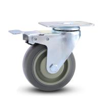 China 50kg Load Capacity Swivel PU Caster Wheel with Top Plate Size 92*64mm and Ball Bearing for sale