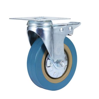 China 32mm European Industrial Total Lock Brake Threaded Stem Caster with Rubber Castor Wheel for sale