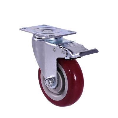 China 3 Inch 4 Inch 5 Inch Red PVC Caster Wheels With Thickness 32mm for sale