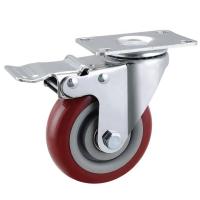 China 92*64mm 3 Inch Caster Wheels On Red PVC Polyurethane Customizable for sale