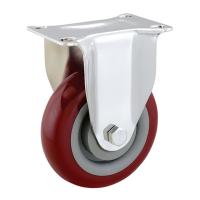 China 100kg Load Zinc Plated 5 Inch Swivel Plate Casters On Red PVC Polyurethane Wheels for sale