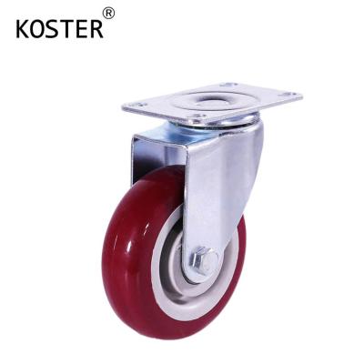 China 125mm 5 Inch Red Wheel Caster PVC Industrial Caster Wheels with Brake Thickness 32mm for sale