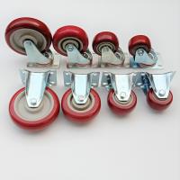 China 125mm 5 Inch Red Wheel Caster PVC Industrial Caster Wheels with Brake Thickness 32mm for sale