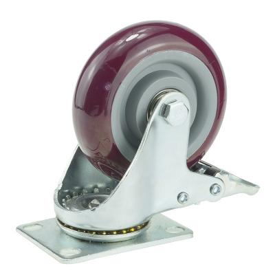 China Industrial Heavy Duty Tread Silent Dual Swivel Locking Caster Wheels with Ball Bearing for sale