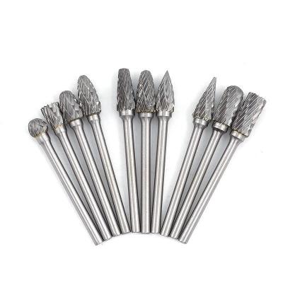 China Double Cut Hand Tools 10 Piece Carbide Burrs Set for 1/4 Single Cut Cylinder Bur for sale