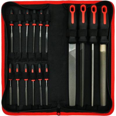 China Saw Files 19PCS DIY Wooden Hand Tool Flat File Kit Steel File Set with Carrying Case for sale