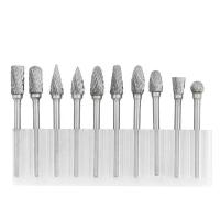 China 10PCS Dremel 3*3mm Solid Tungsten Carbide Rotary File Burr Set with Bidentate Pattern for sale