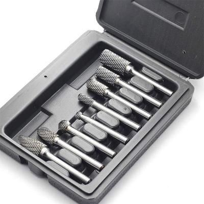 China 8PCS 3mm 6mm Shank Diameter Bidentate Pattern Wood Drilling Titanium Coated Burrs Set for sale
