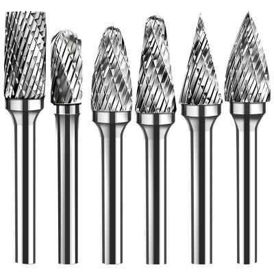 China Unicolor 6mm 6.35mm Shank Solid Cutting Tools Tungsten Burs Rotary Set 1/4inch Diameter for sale