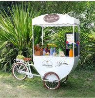 China Corn Material Outdoor 3 Wheels Coffee Kiosk Bike Cart for Food Service Juice Ice Cream for sale