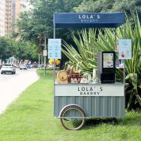 China Stainless Steel Insulation Tempered Glass Outdoor Street Vending 3 Wheel Coffee Bike for sale