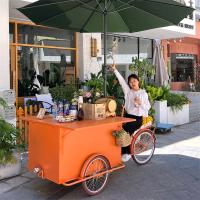 China 300kg Load Capacity Mobile Food Cake Display Tricycles for Bakery Shop Cart for sale
