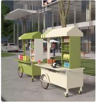 China Multifunctional Hand Push Cart Food Vending Cart for Coffee and Ice Cream for sale